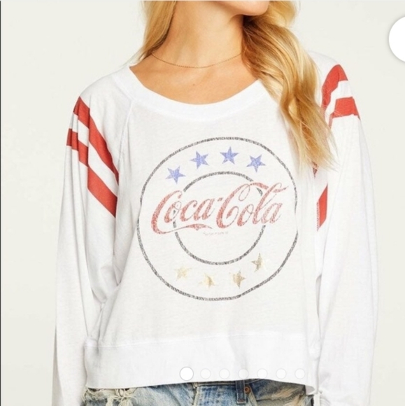 Chaser | Tops | Chaser Coca Cola White Long Sleeve Topchaser Coc | Poshmark